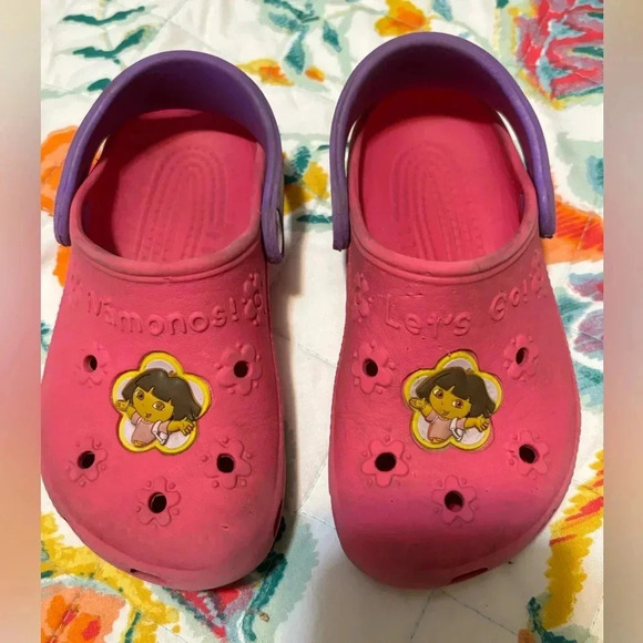 CROCS | Shoes | Crocs Clogs Pink Dora The Explorer Girl Toddler Shoes ...